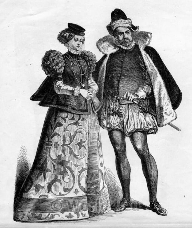 16th century Spanish court dress. 16th century Spanish court dress.