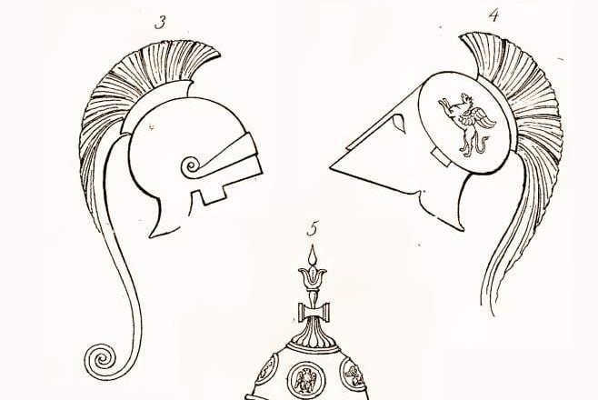 Ancient Greece headdresses and helmets.