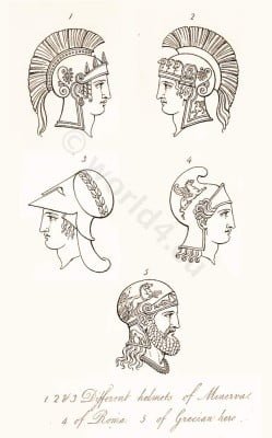 The Chlamys, the Petasos, the Himation, the Chiton. Helmets.