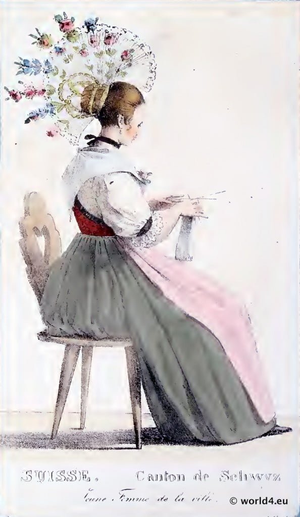 Costume from Bern Switzerland. The Swiss national costumes 1896