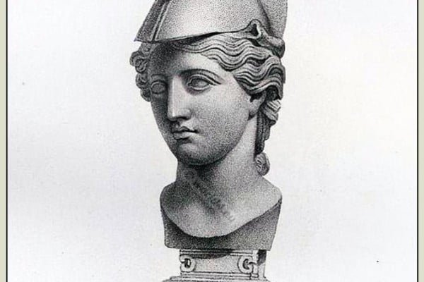 Bust of Minerva. Parian marble. Specimens of Ancient Sculpture.
