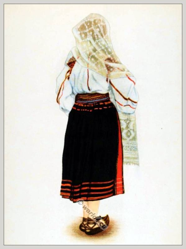 Traditional Romanian costumes. Hairstyle and Headdresses.
