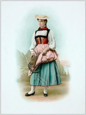 Costume from Bern Switzerland. The Swiss national costumes 1896