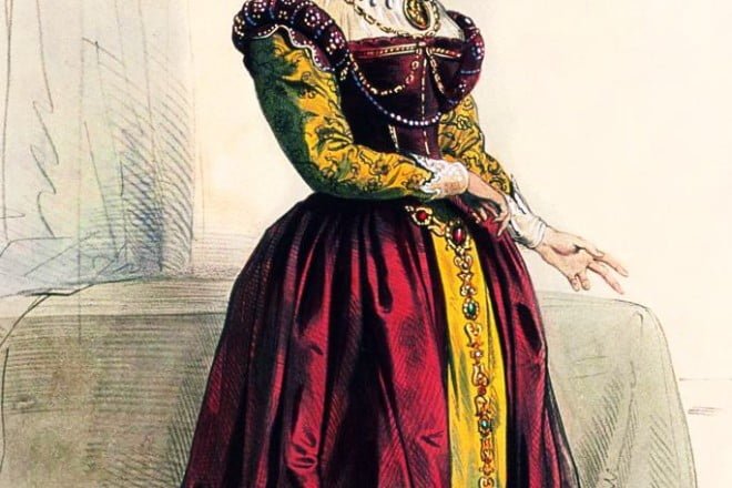 Dame Anglaise du temps de Henry VIII. English lady in tudor costume.