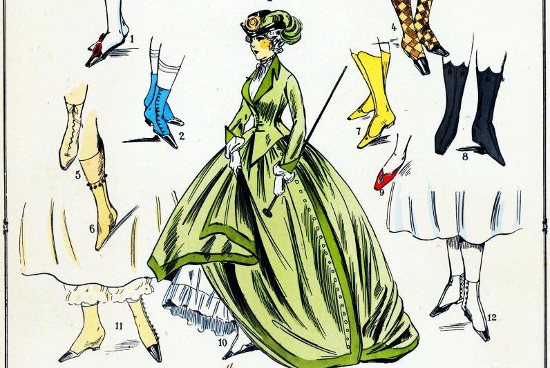 Chaussures. Les modes sous Louis XIV. Costume féminin français.
