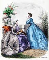 The hoop skirt and its development within the history of costumes.