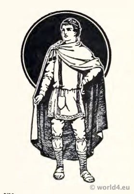 Frankish Merovingian costume history 4th and 5th century.