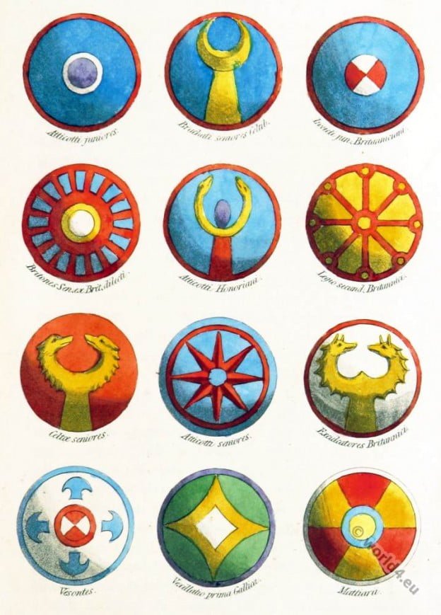 The shields of the Gauls. Clans in the Roman Empire.