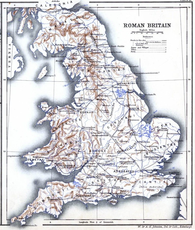 Hadrians Wall. Roman Britain. Maps, Places, Tribes.
