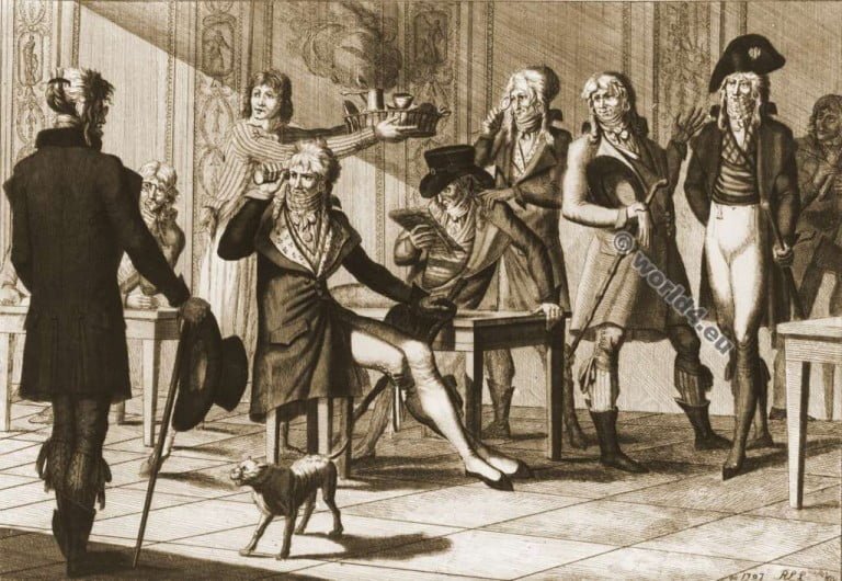 Incroyables and Muscadins. French dandies. The Days of the Directoire.