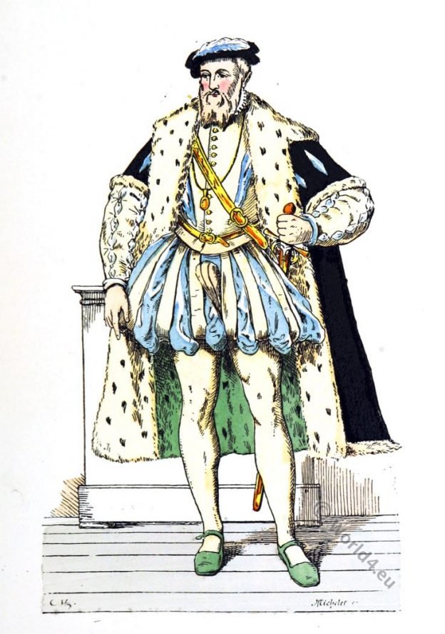 Fashion under the Reign of Francis I. 1515 to 1545. French Renaissance.