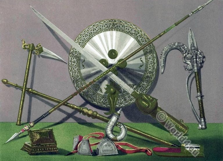 Offensive and defensive armour and weapons of honor.