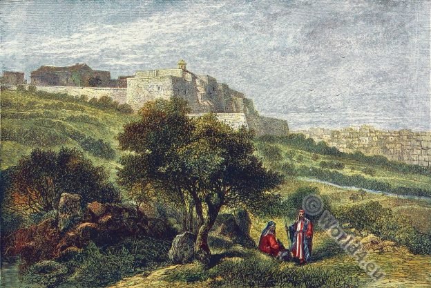The Pool of Hezekiah, and the Domes of the Church of the Resurrection.