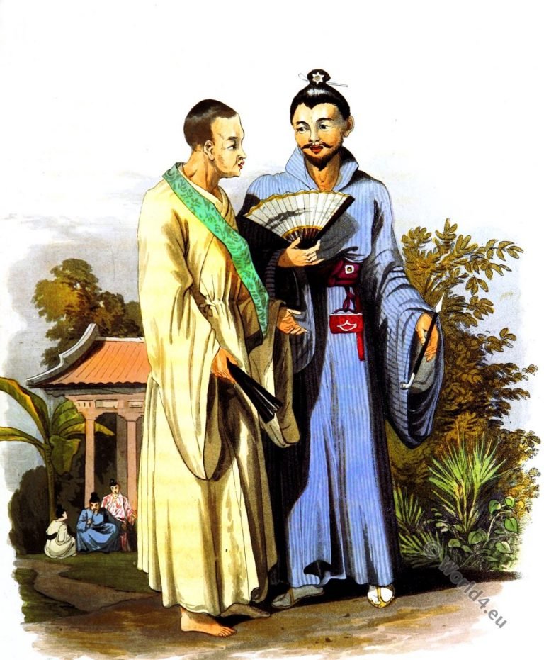 Buddhist Priest and Gentleman of Loo choo. Japan.