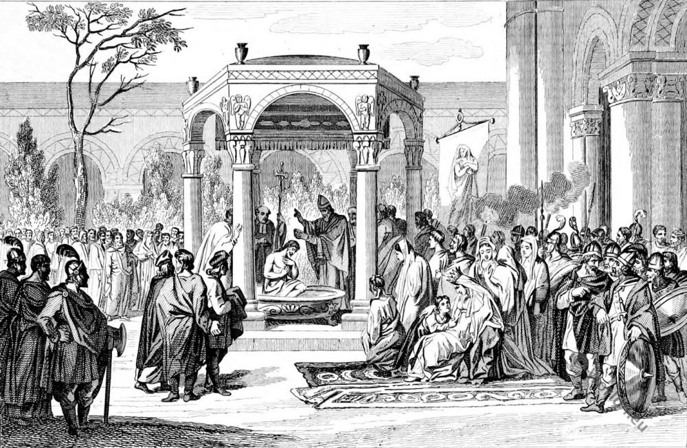 Clovis first king of the Franks. Founder of the Merovingian dynasty.