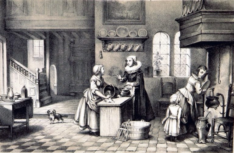 Dutch kitchen during the 17th century.