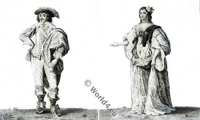 The costumes of the aristocracy. The kings of fashion. France 17th century.