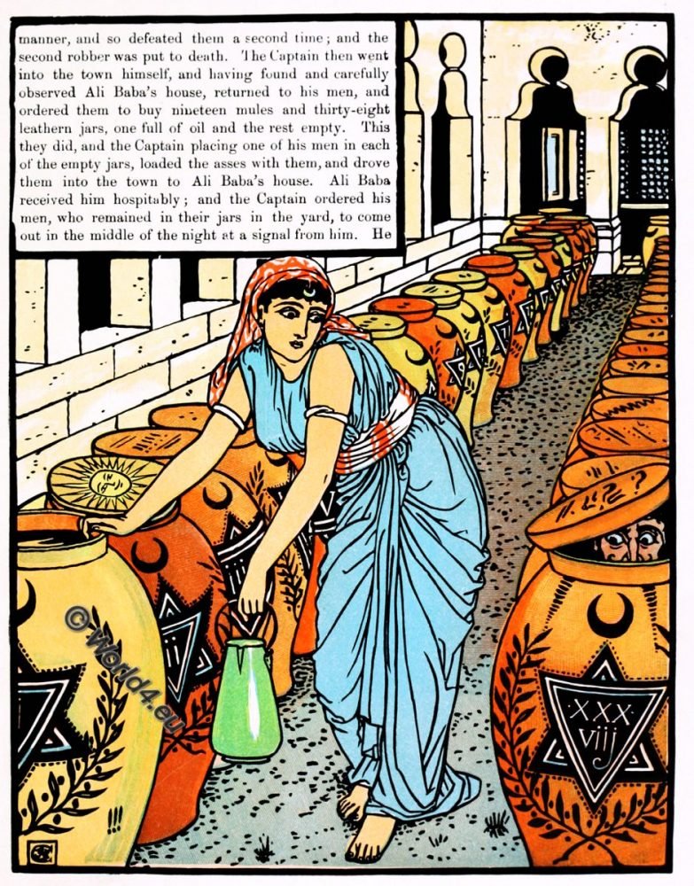 Ali Baba and the forty thieves by Walter Crane.