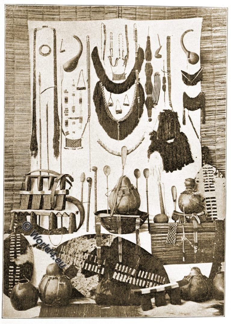 Zulu Warrior. Zulu-Kraal. South Africa 1899.