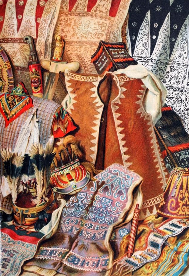 Indonesian Culture. Fabrics and Weapons of the Malays.