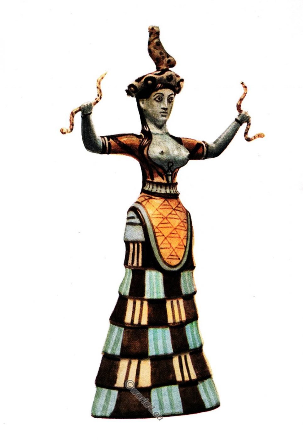 The Snake Goddess from Knossos. Priestess in Minoan Crete 2000 B.C.