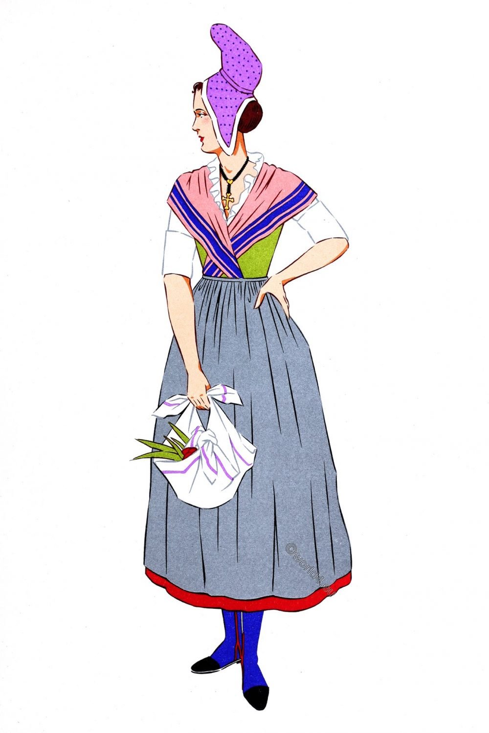 French national costumes. Les costumes regionaux de la France.