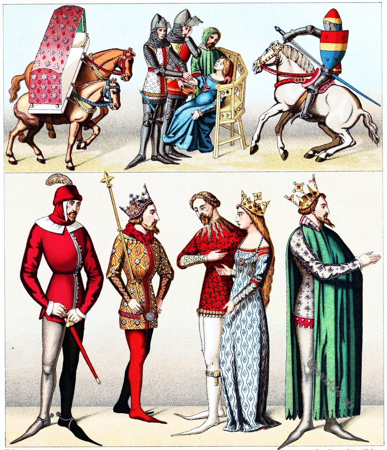 Medieval clothing in France. 11th to 13th century.