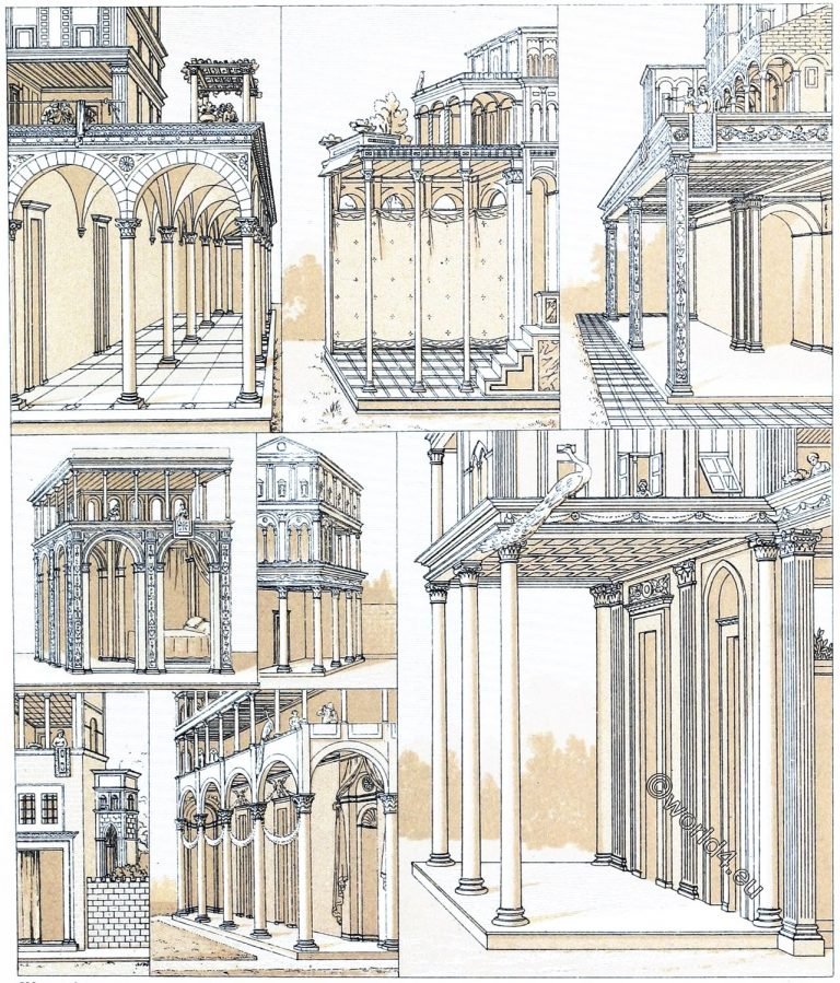 Types of urban house in Tuscany. Architecture in Italy. 14th & 15th ...