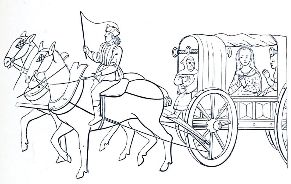 Transport wagons, coaches and carriages in 16th and 17th century.