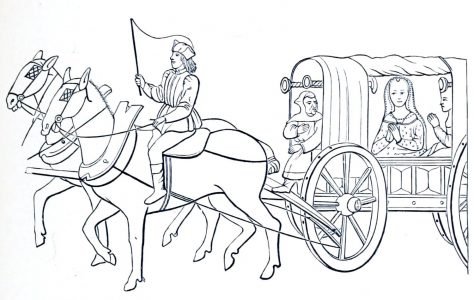 Transport wagons, coaches and carriages in 16th and 17th century.