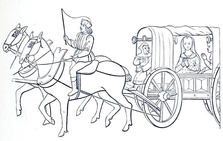 Transport wagons, coaches and carriages in 16th and 17th century.