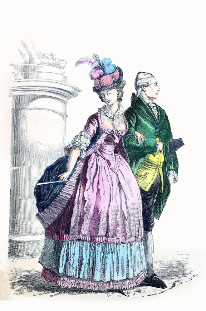 French fashion and costume history of the 18th century. Era of the Rococo.