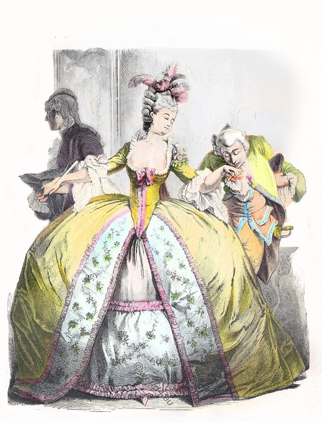 French fashion and costume history of the 18th century. Era of the Rococo.