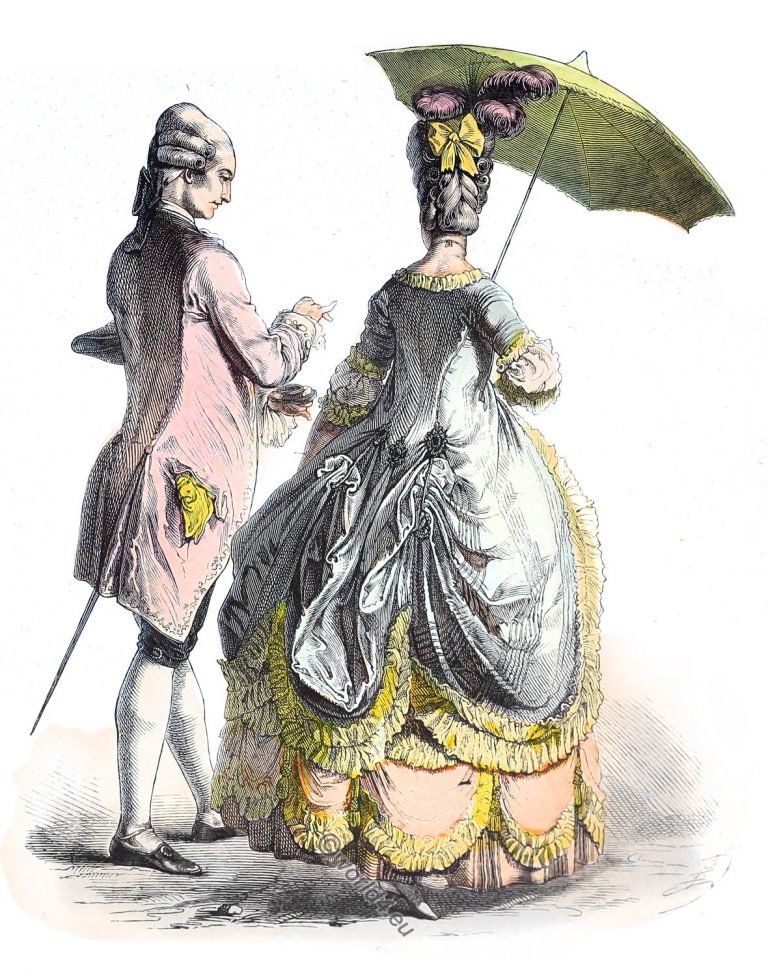 French fashion and costume history of the 18th century. Era of the Rococo.