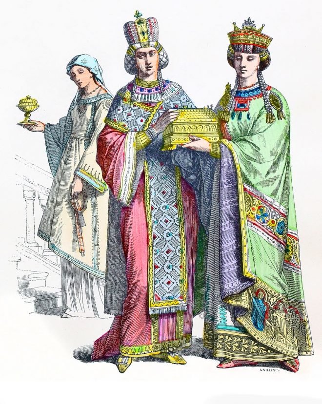 Byzantine fashion history. Costumes and modes from 5th to 6th century.