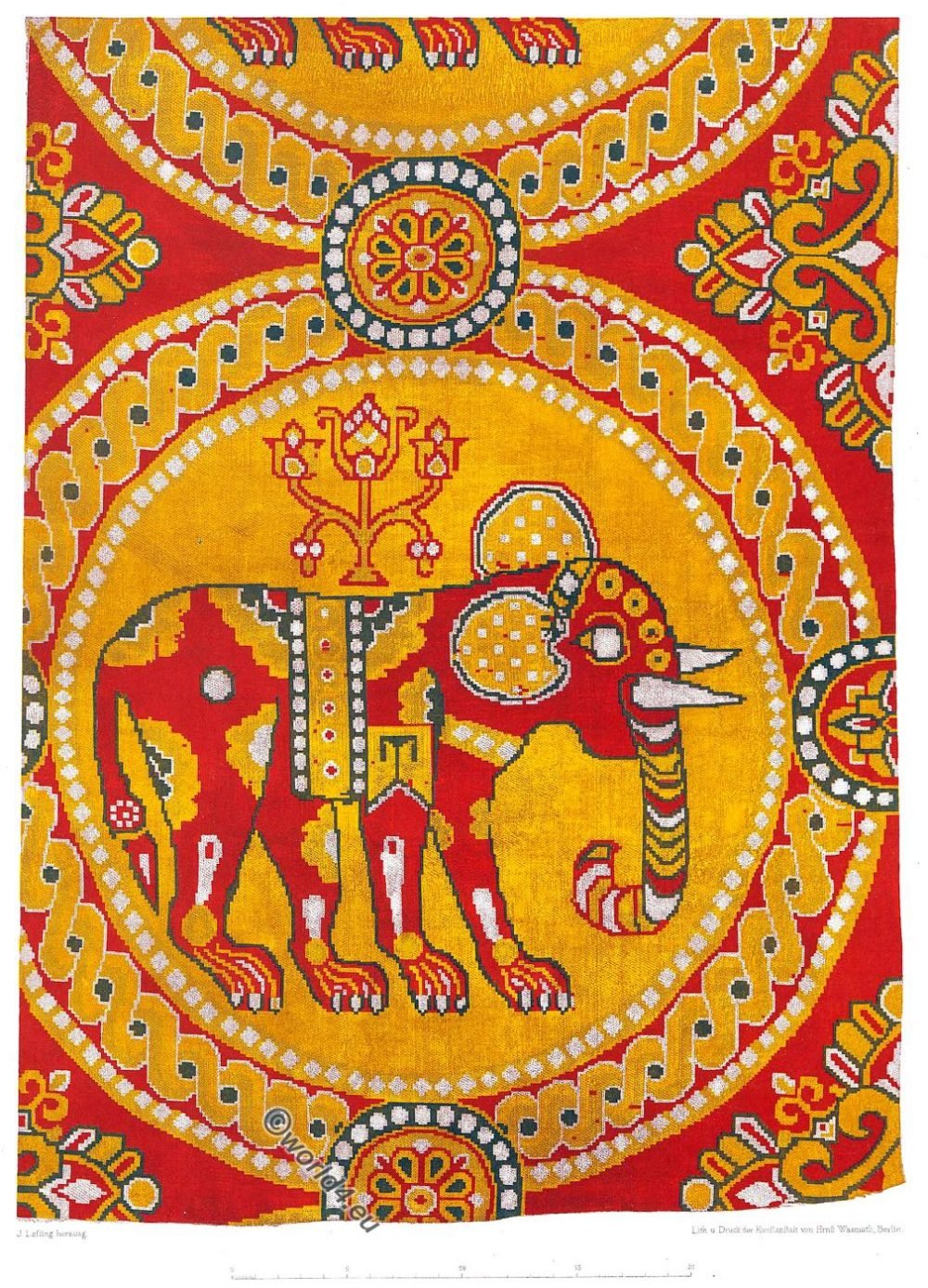 Byzantine silk fabric with elephants from the 8th to 10th century.