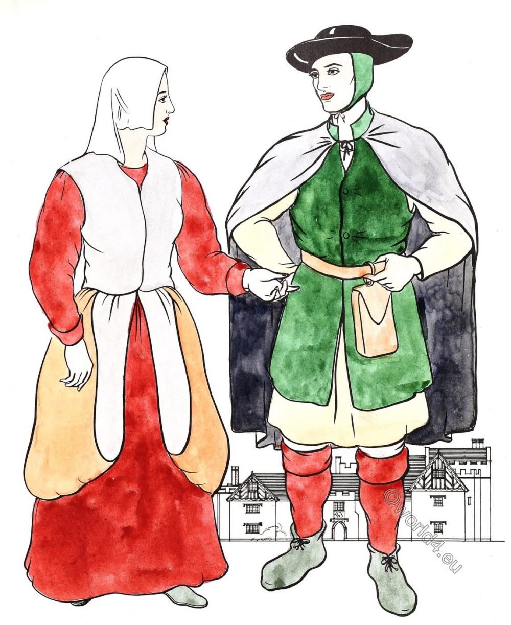 England Tudor. The peasants' dresses during the reign of Henry VIII.
