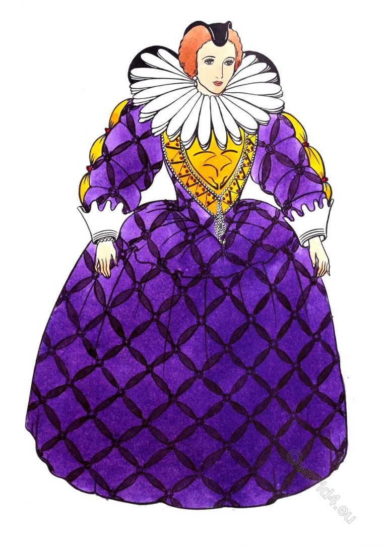 Feminine Elizabethan ensemble of the 16th c. England Tudor era.
