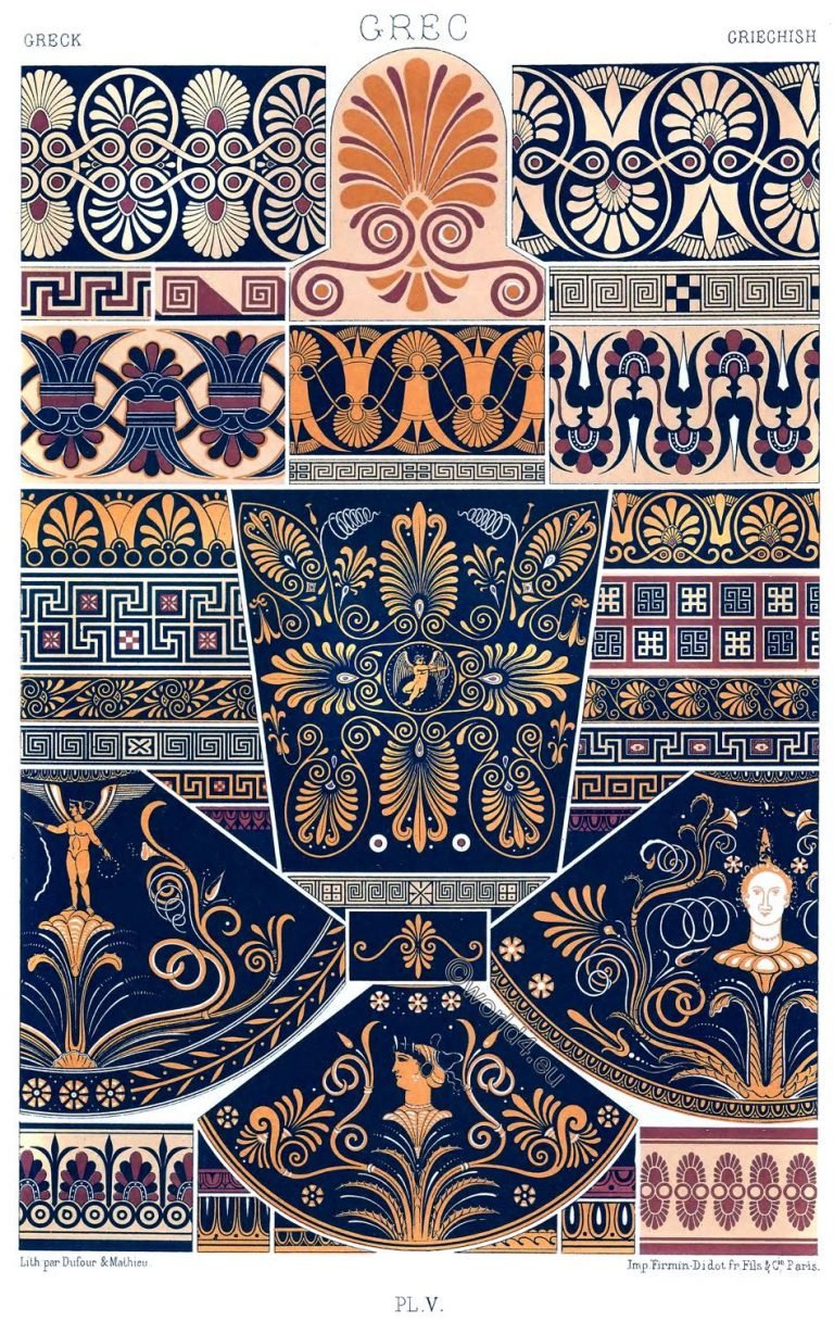 Greek Art. Conventional Flora, Fretwork, and Meanders.