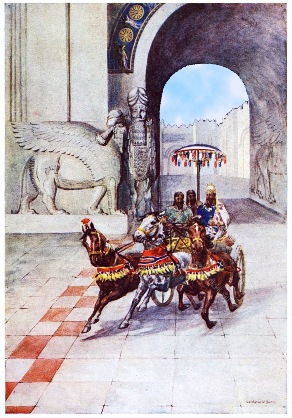 Assyrian, Babylonian costume history. Mesopotamia.