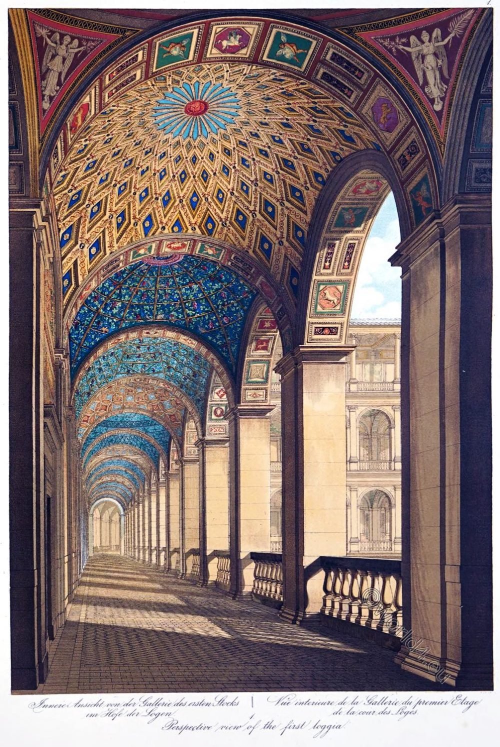 The Vatican. St Damaso with the loggias of Bramante and Raphael.