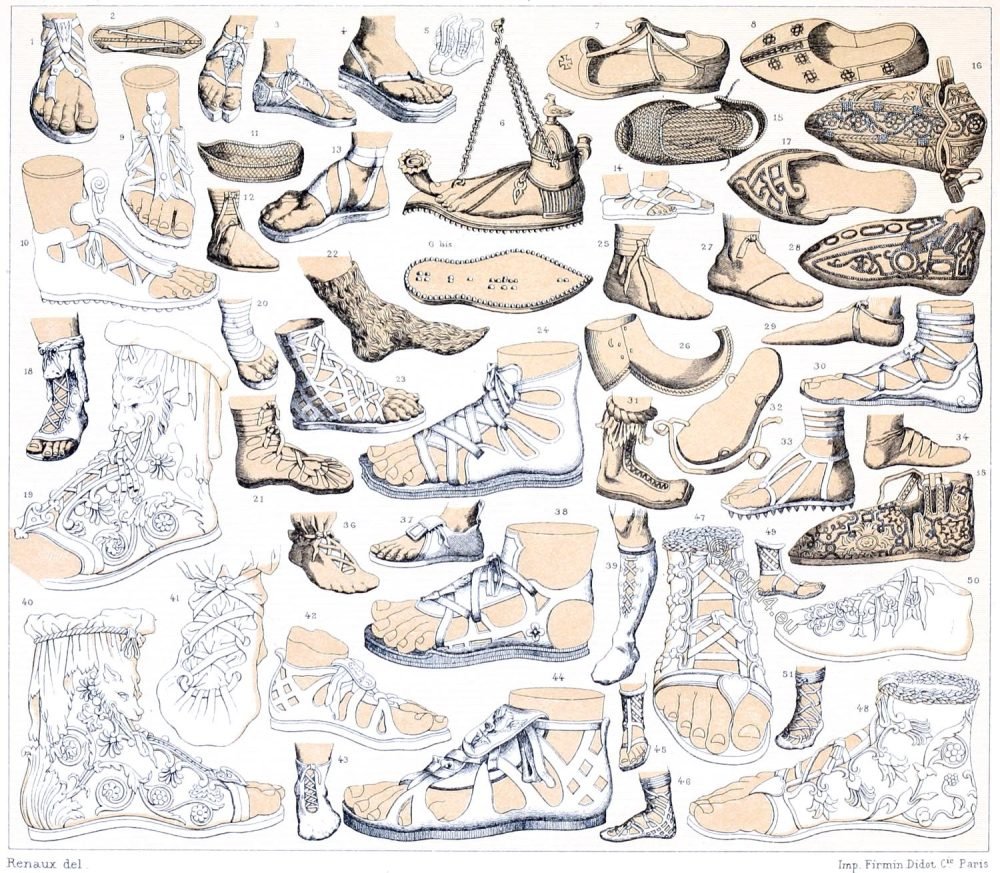 Shoes of antiquity. Sandals, closed footwear of the ancient world.
