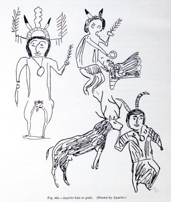 The spirit or ghost dance headdress of the Apache.