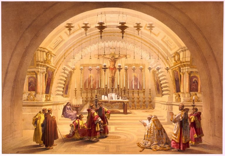 Calvary, or Golgotha in the Church of the Holy Sepulchre at Jerusalem.