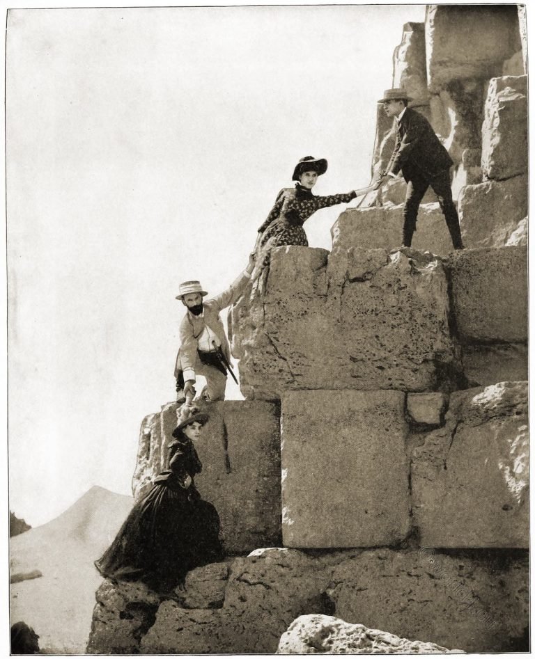 Climbing the Great Pyramid of Giza in Egypt.