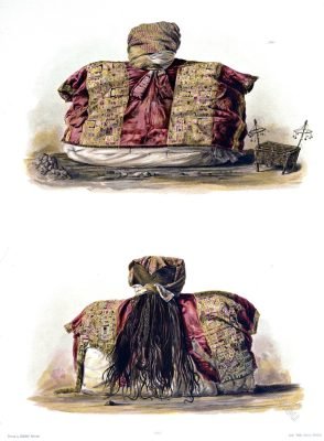 Peruvian Mummy. Front and back view of the false head.