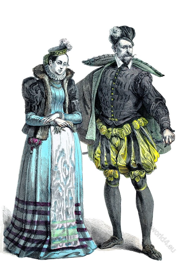Spanish nobility in court dresses. Second third of the 16th century.